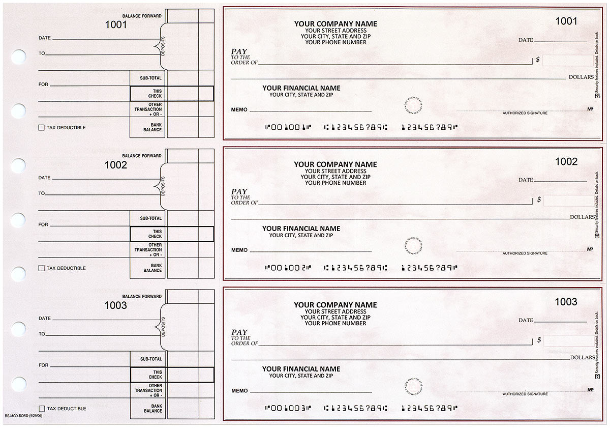 Manual 3 on a page (Business size) – Express Check Printing